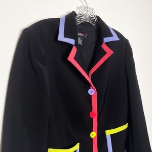 Vintage | Jackets & Coats | Vintage 8s Colorblock Blazer Size 0 Petite ...